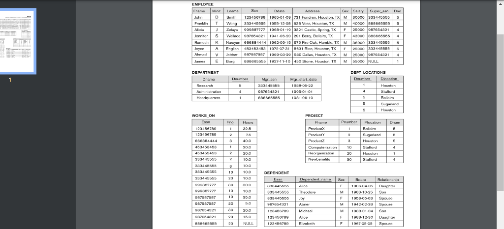 Solved 7. Produce a relation showing the employee first | Chegg.com