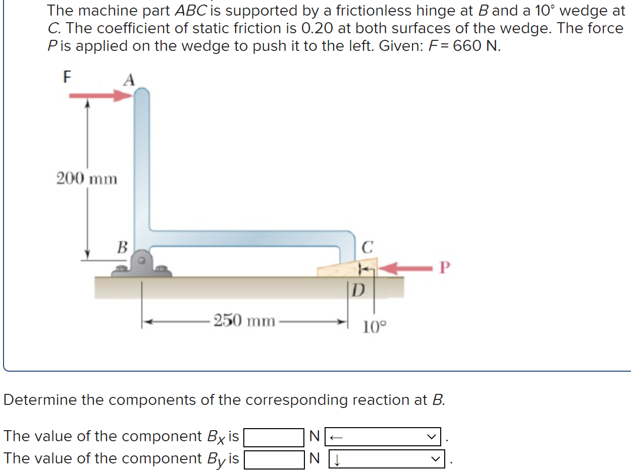 Solved The machine part ABC is supported by a frictionless | Chegg.com