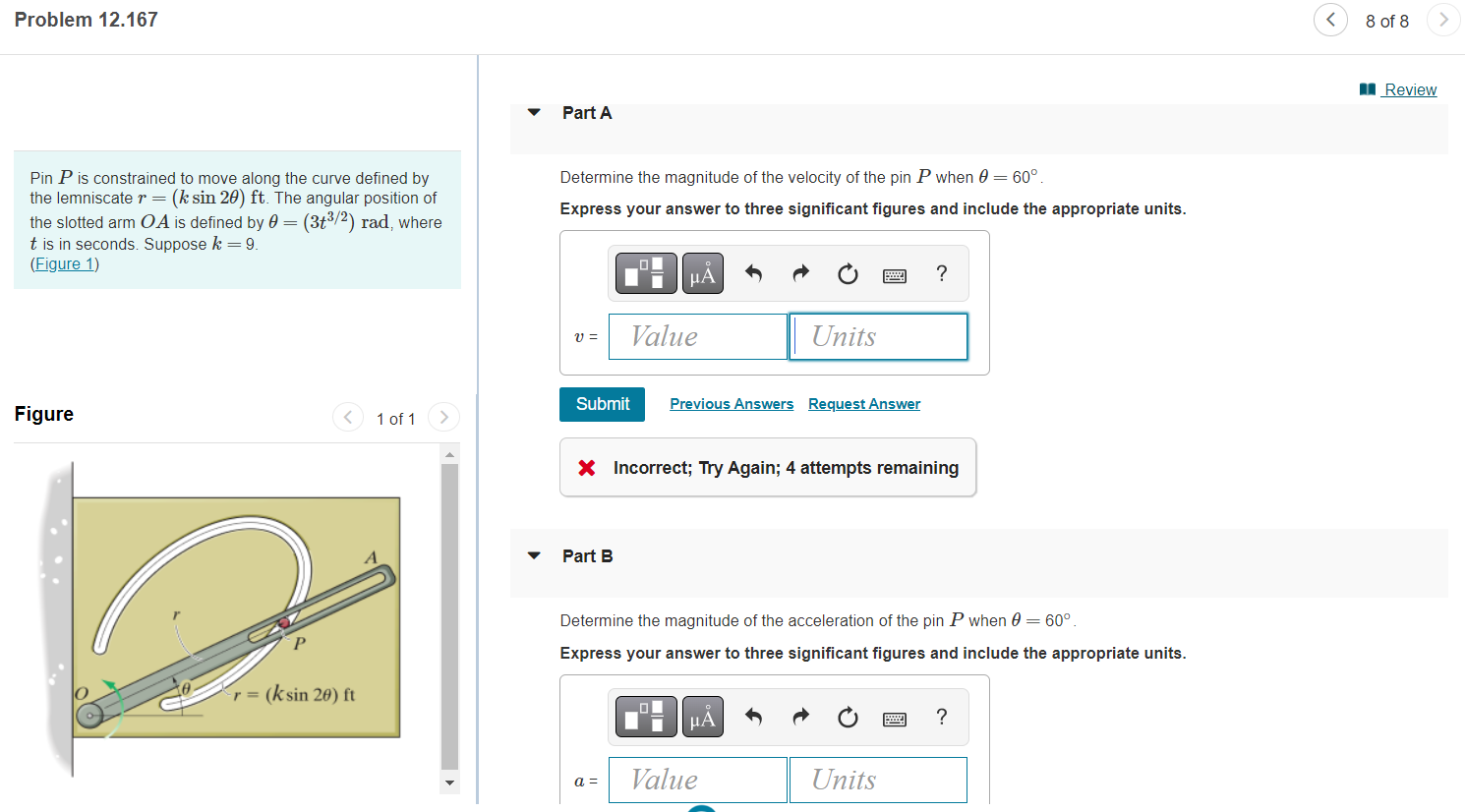 Solved Pin P is constrained to move along the curve defined | Chegg.com