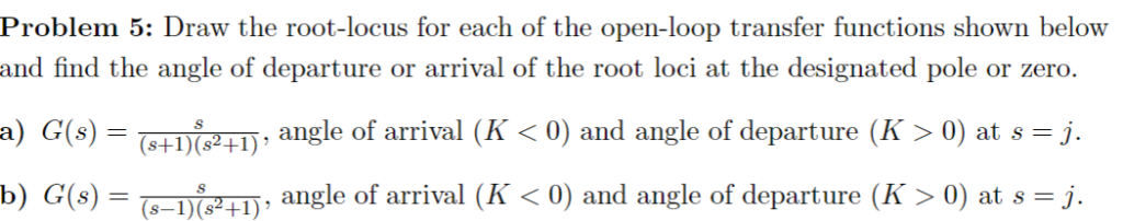 Solved Problem 5: Draw the root-locus for each of the | Chegg.com