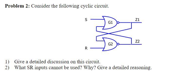Solved Problem 2: Consider the following cyclic circuit. S R | Chegg.com