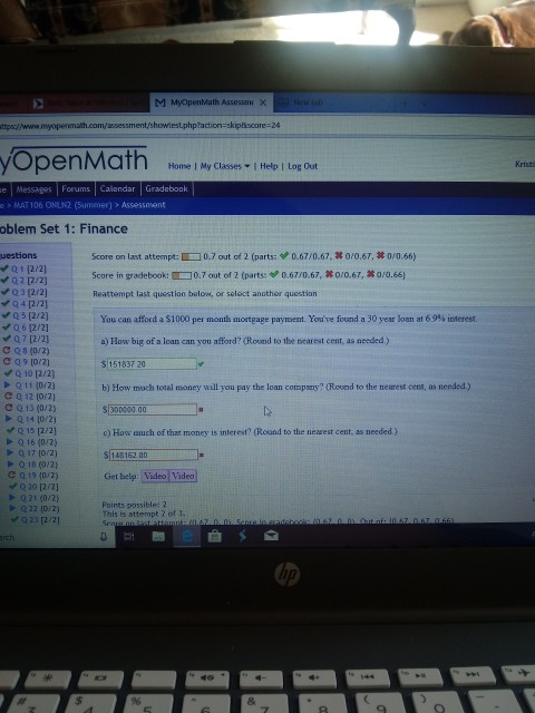 Solved M MyopenMath Assessmi X | Chegg.com