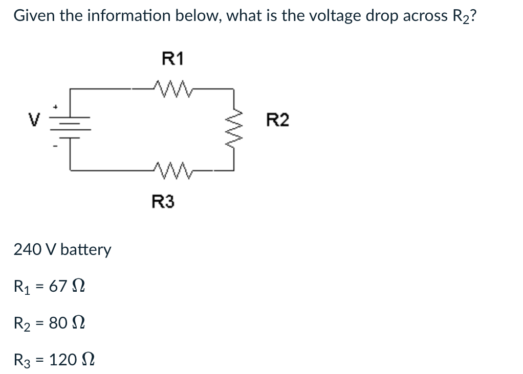 Solved Given the information below, what is the voltage drop | Chegg.com