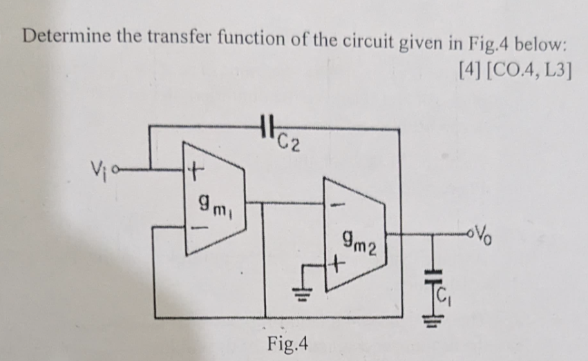 Solved by an EXPERT Determine the transfer function of the circuit given | Chegg.com