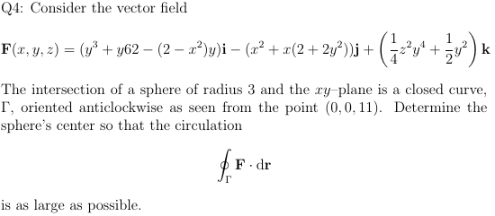 Solved Q4: Consider the vector field F(x, y, z) = (y2 + y62 | Chegg.com