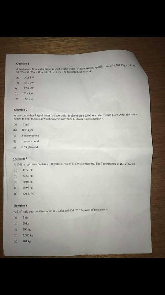 Solved Question 1 A continaoous fnow water heater is used to | Chegg.com