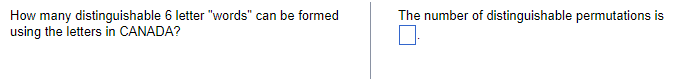 Solved How many distinguishable 6 letter "words" can be | Chegg.com