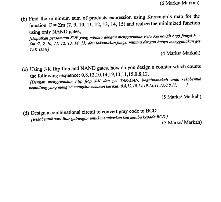 Solved (6 Marks/ Markah) (b) Find the minimum sum of | Chegg.com