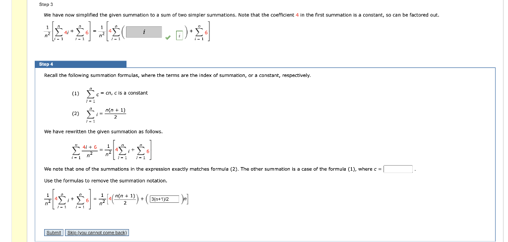 Solved Step 3 We have now simplified the given summation to | Chegg.com