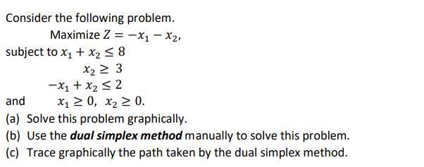 Solved Consider the following problem. Maximize Z=−x1−x2, | Chegg.com