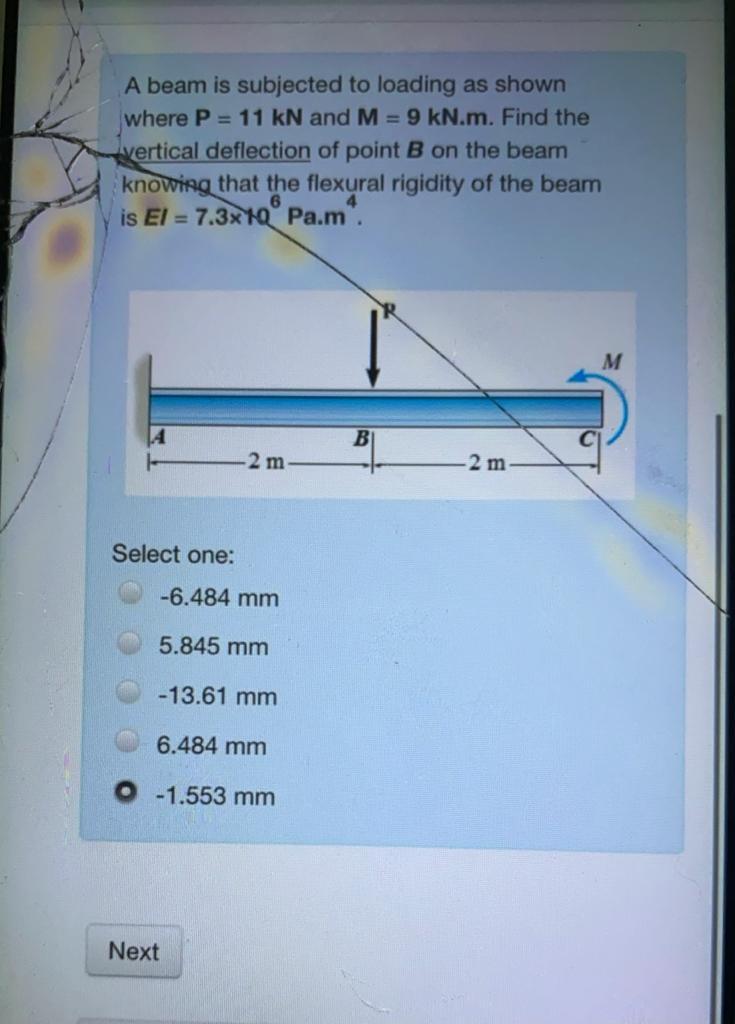 Solved A beam is subjected to loading as shown where P = 11 | Chegg.com