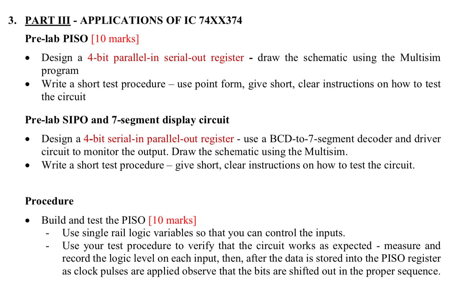 Solved 3. PART III - APPLICATIONS OF IC 74XX374 Pre-lab PISO | Chegg.com