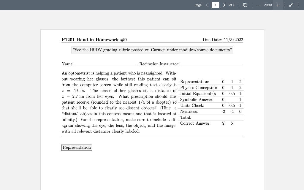 Solved Name: Recitation Instructor: An optometrist is | Chegg.com