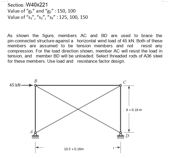 Solved Section :W40x221 Value of "gı" and "g2": 150, 100 | Chegg.com
