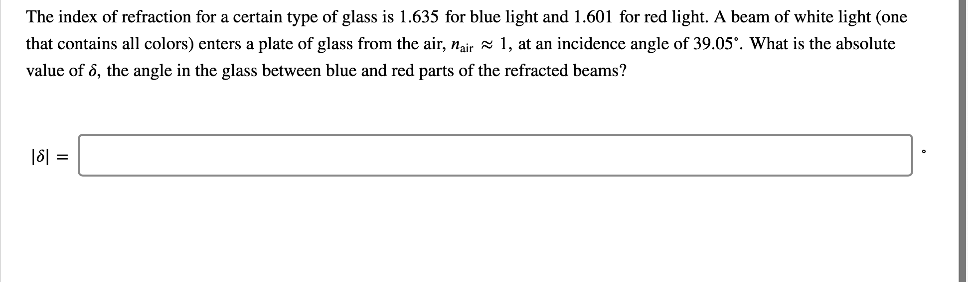 Solved The index of refraction for a certain type of glass | Chegg.com