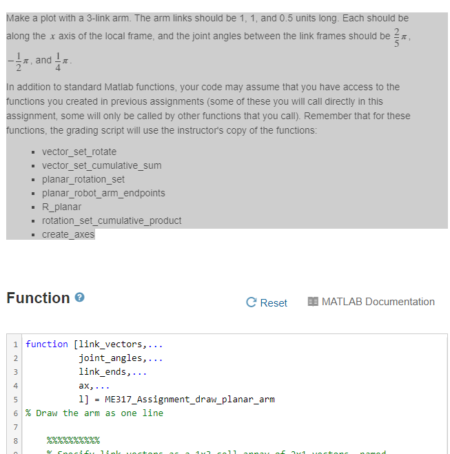 Make a plot with a 3-link arm. The arm links should | Chegg.com