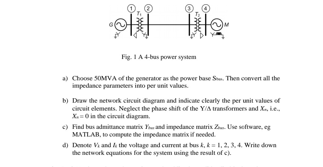 Solved 2. Consider the 4-bus power system shown in Fig. 1. | Chegg.com