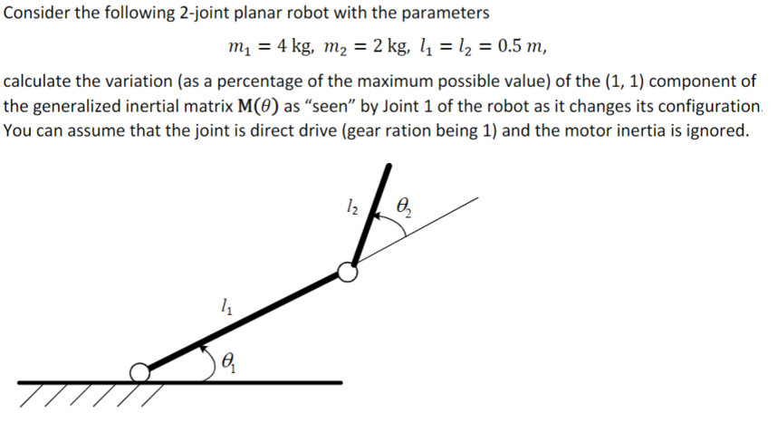 Solved Consider the following 2-joint planar robot with the | Chegg.com