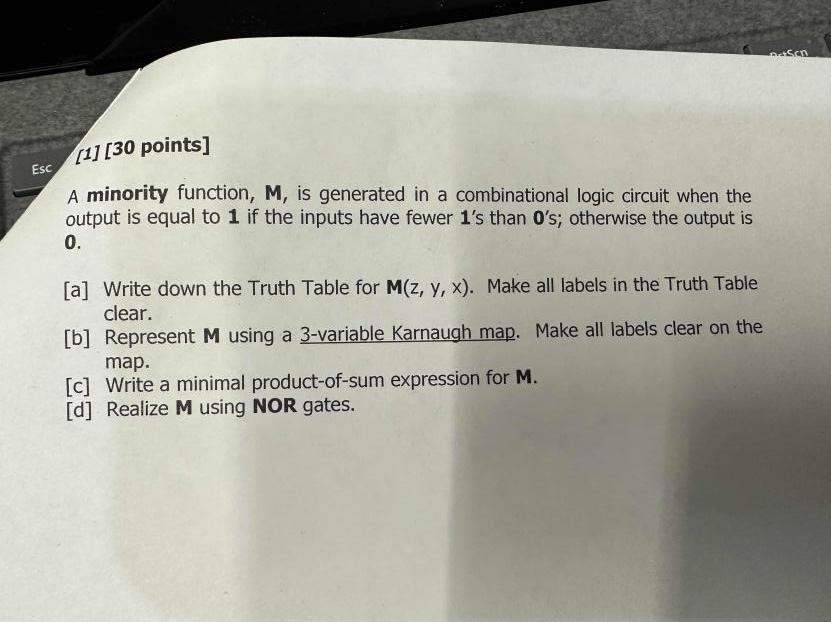 Solved A minority function, M, is generated in a | Chegg.com