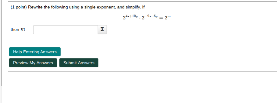Solved (1 point) Rewrite the following using a single | Chegg.com