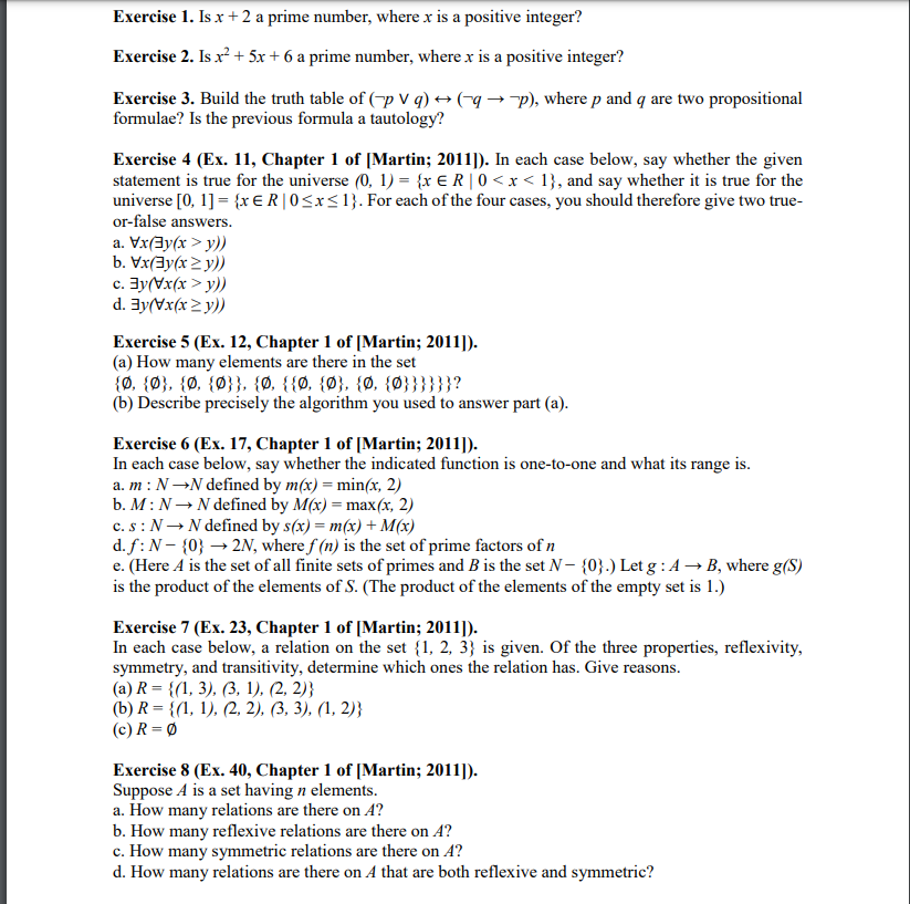 Solved Exercise 2. Is x2+5x+6 a prime number, where x is a | Chegg.com