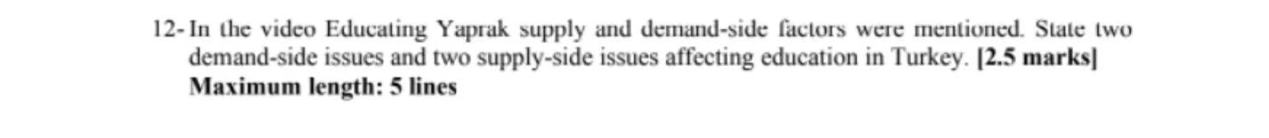 Solved 12- In the video Educating Yaprak supply and | Chegg.com