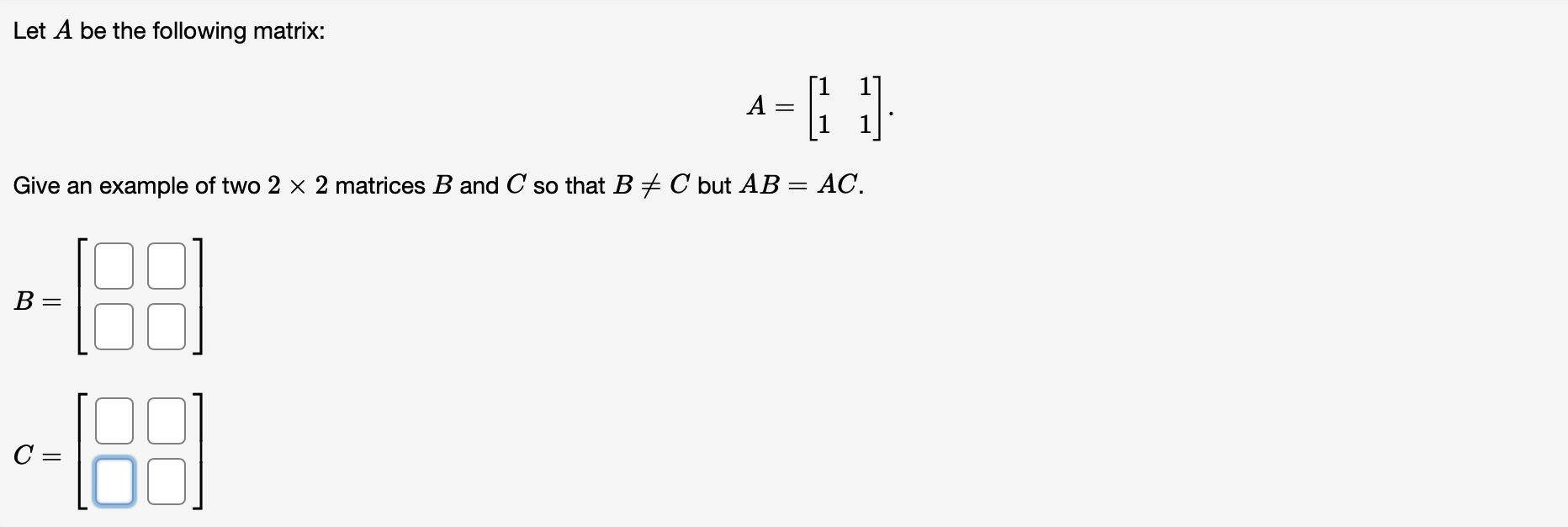 Solved Let A be the following matrix: A [11] Give an example | Chegg.com