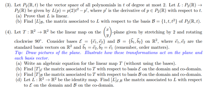 Solved (3). Let P2(R, t) be the vector space of all | Chegg.com