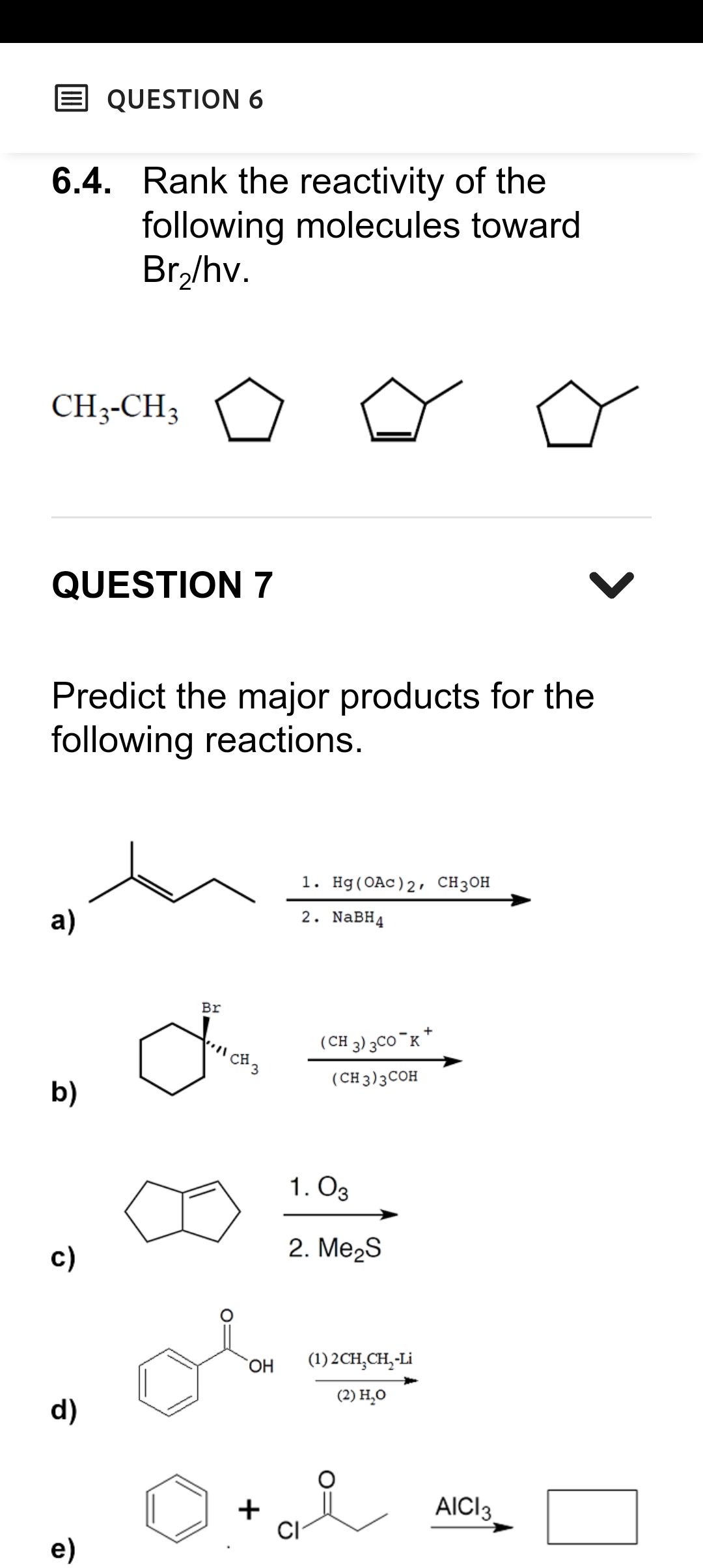 Solved QUESTION 66.4. ﻿Rank the reactivity of the following | Chegg.com