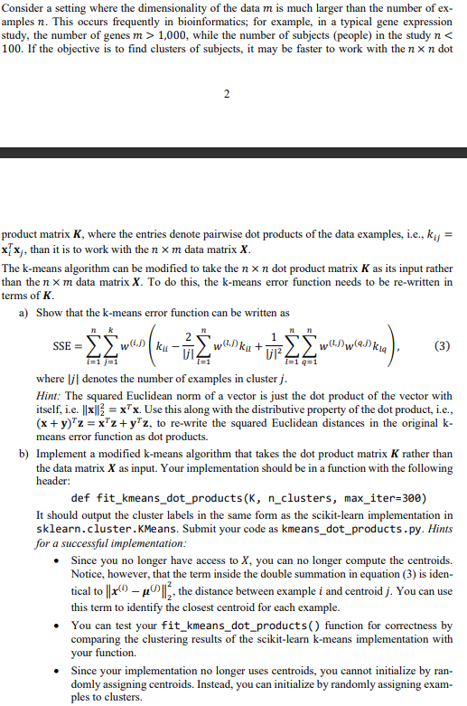 Solved Consider a setting where the dimensionality of the | Chegg.com