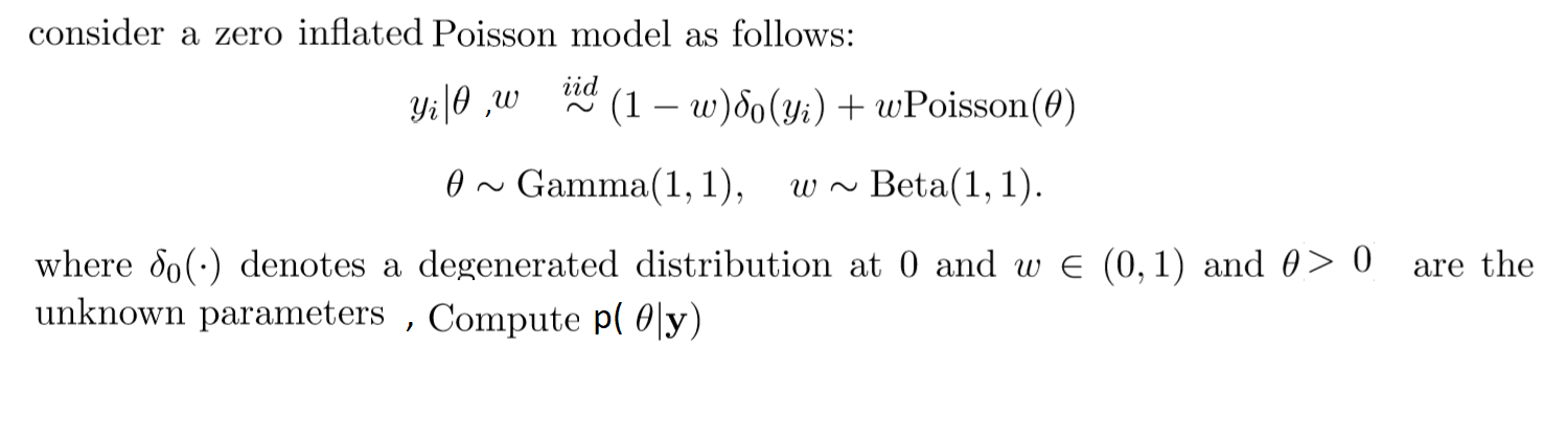 consider a zero inflated Poisson model as follows: | Chegg.com