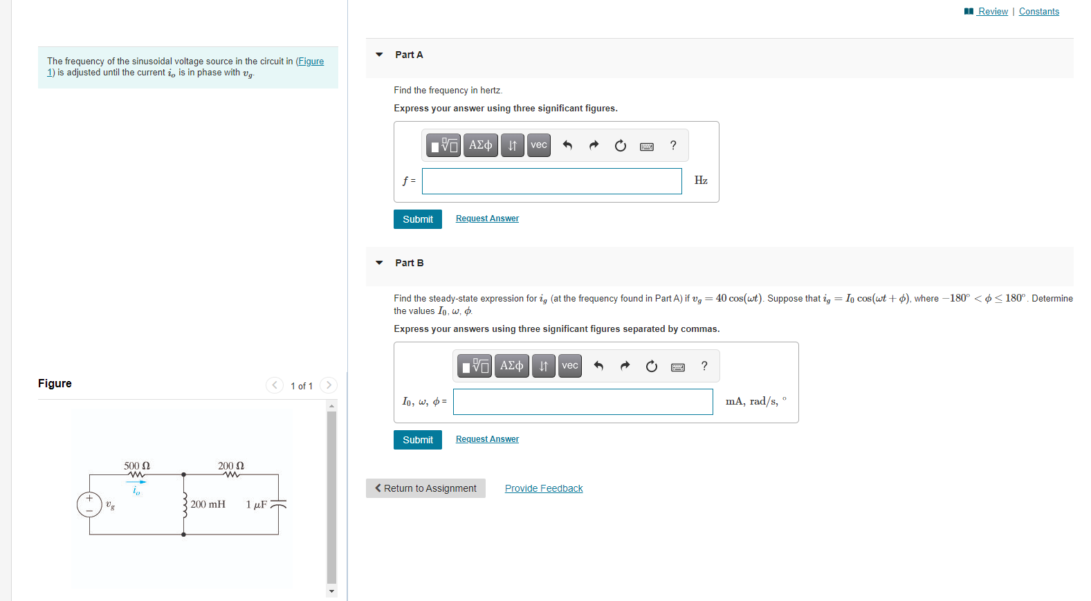 Solved Review Constants Part A The frequency of the | Chegg.com