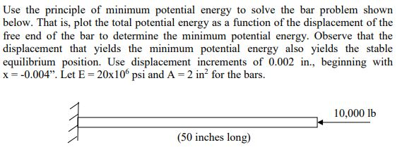 Use the principle of minimum potential energy to | Chegg.com