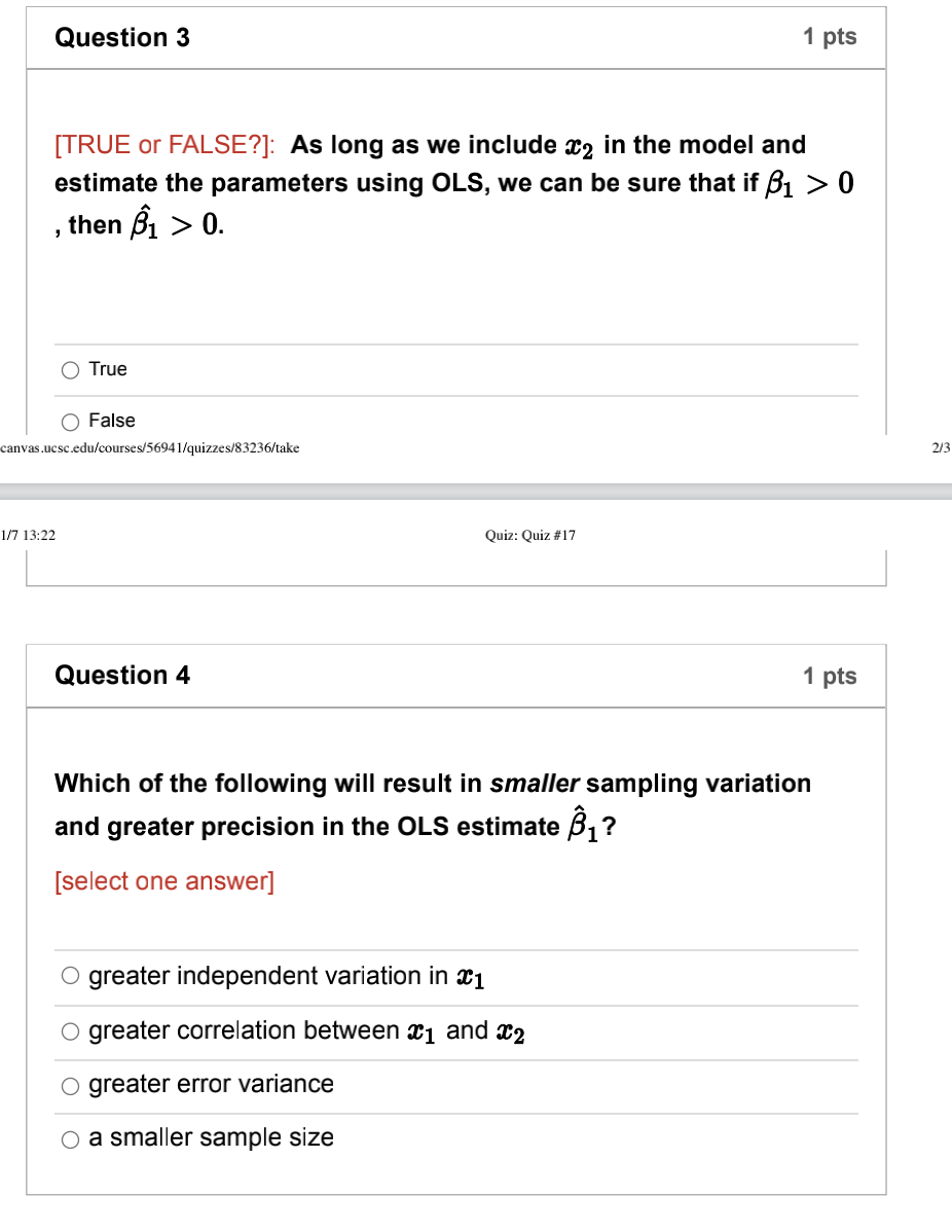 Solved For questions 2-4: Suppose the true relationship | Chegg.com
