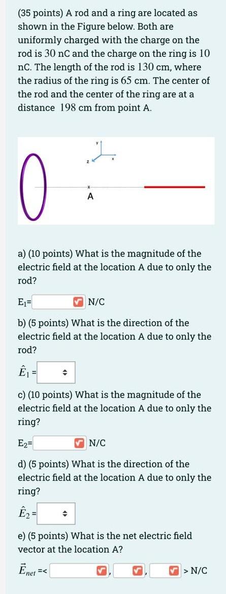 Solved (35 points) A rod and a ring are located as shown in | Chegg.com