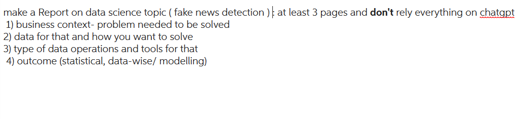 Solved make a Report on data science topic ( fake news | Chegg.com