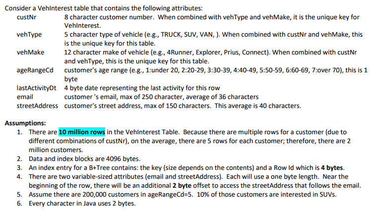 Solved Consider a Vehinterest table that contains the | Chegg.com