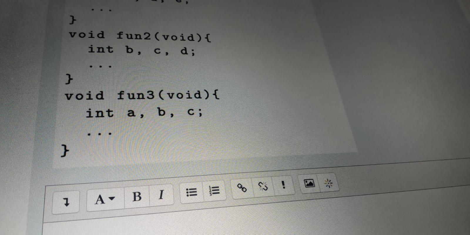 Solved Consider the following skeletal C program and the | Chegg.com