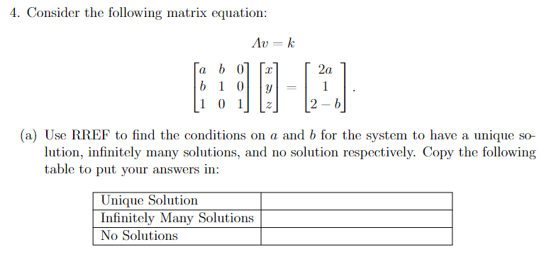 Solved 4. Consider the following matrix equation: | Chegg.com