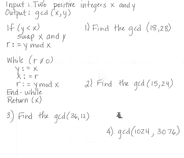 Solved r:- mod X Input: Two positive integers x and y Output | Chegg.com