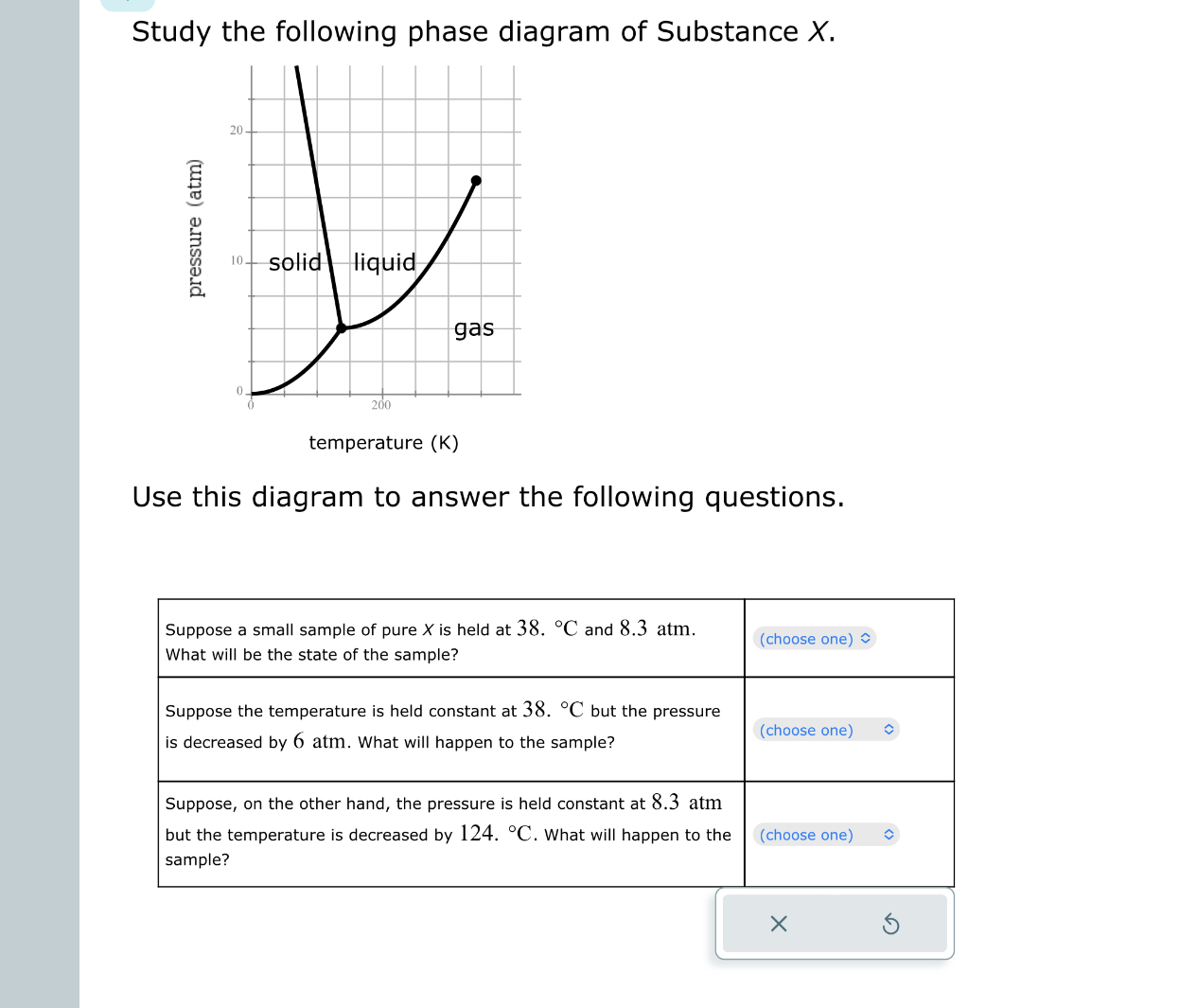 Solved Study the following phase diagram of Substance X. Use | Chegg.com