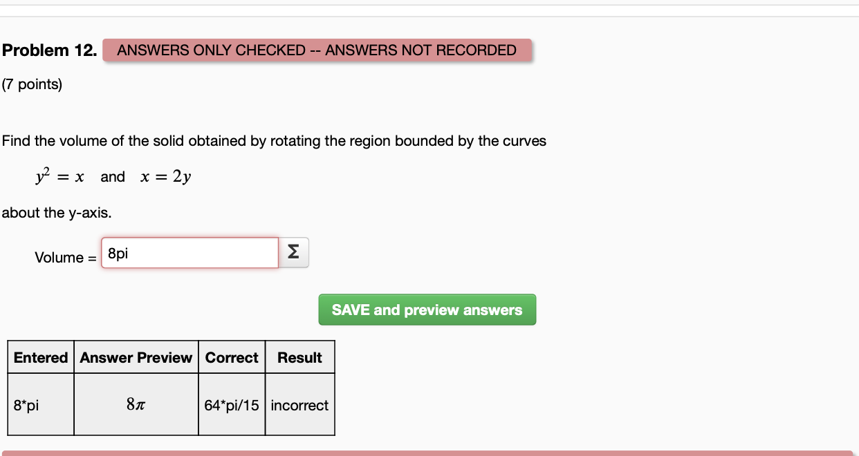 Solved Problem 12. ANSWERS ONLY CHECKED -- ANSWERS NOT | Chegg.com