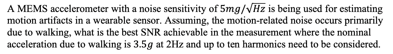 A MEMS accelerometer with a noise sensitivity of | Chegg.com