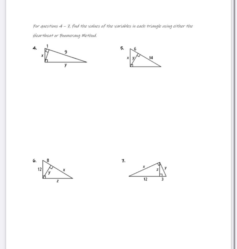Solved For questions 4 - 7. Find the values of the variables | Chegg.com