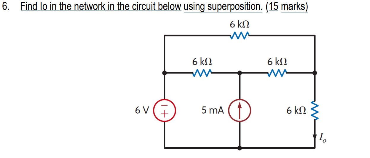 Find lo in the network in the circuit below using | Chegg.com