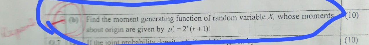 Solved (10) Find the moment generating function of random | Chegg.com
