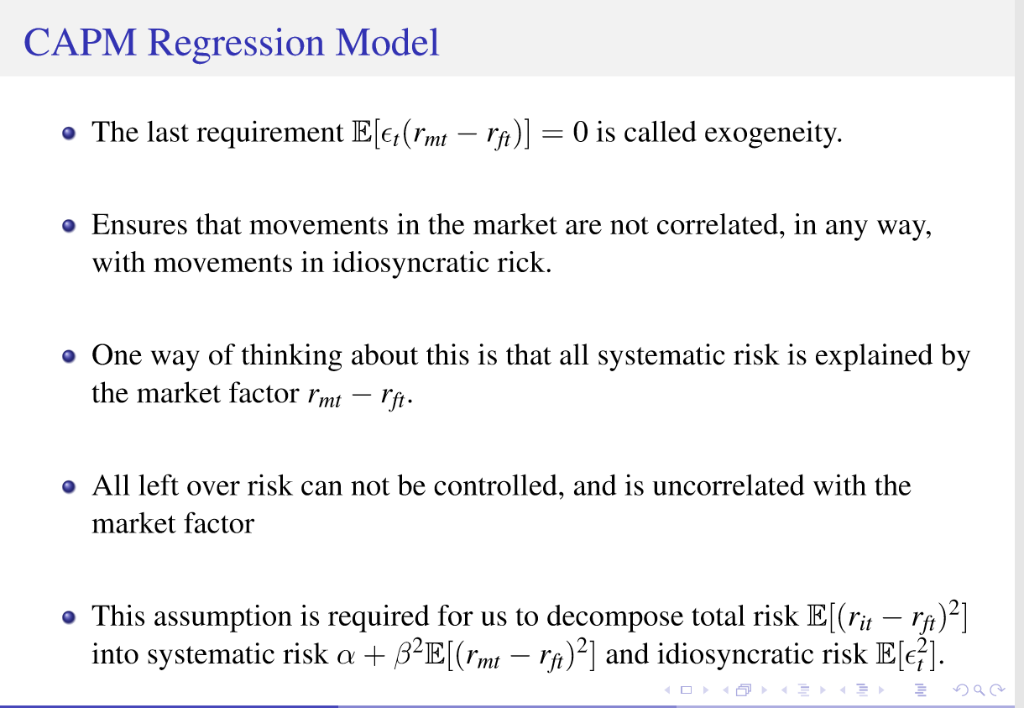 Solved In the capm model, why E(ri-rf)2 is measured as total | Chegg.com