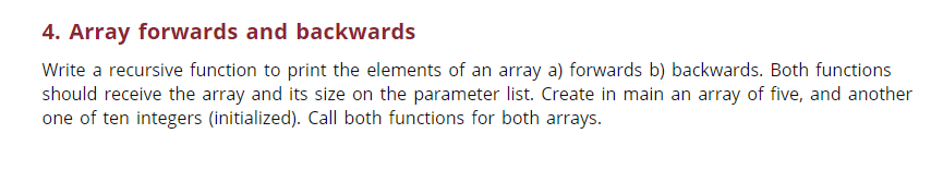 Solved 4 Array Forwards And Backwards Write A Recursive