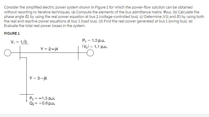 Solved Consider the simplified electric power system shown | Chegg.com