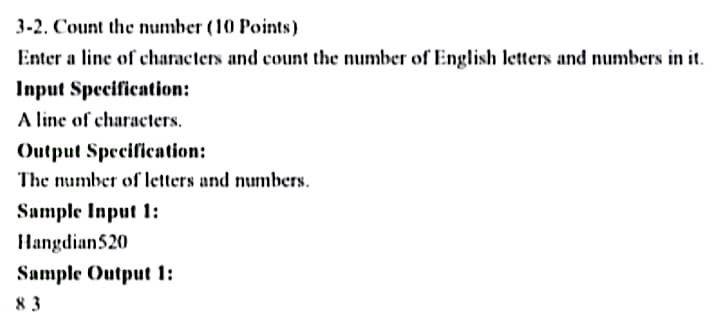 Solved 3-2. Count the number (10 Points) Enter a line of | Chegg.com